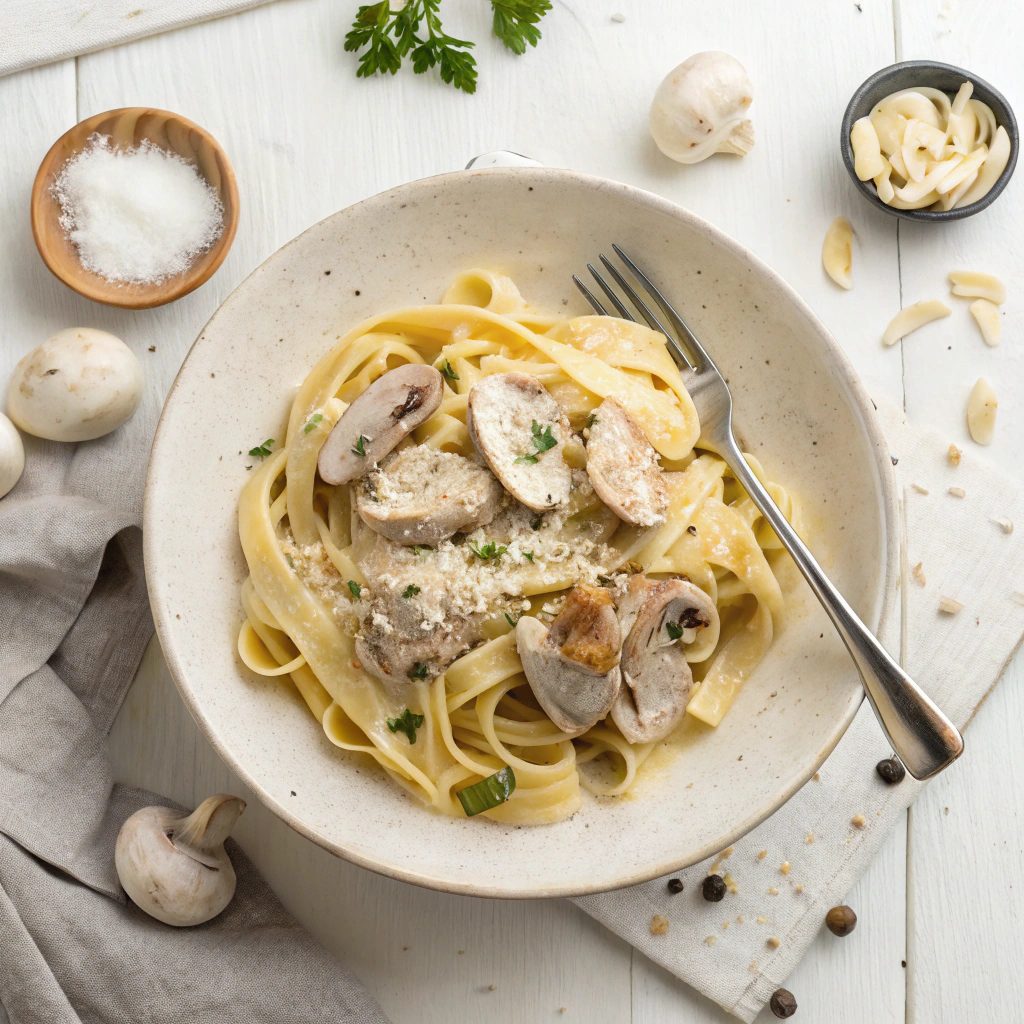 Easy Chicken Mushroom Fettuccine Recipe