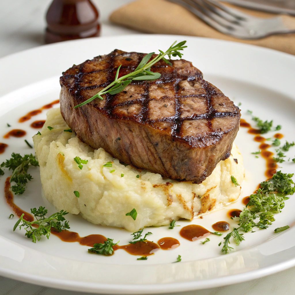 Grilled Steak With Garlic Mashed Potatoes