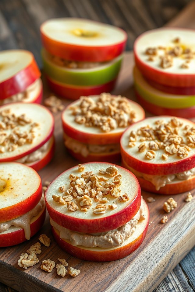 Apple Sandwiches With Nut Butter and Granola Recipe | How to Cook Them ...