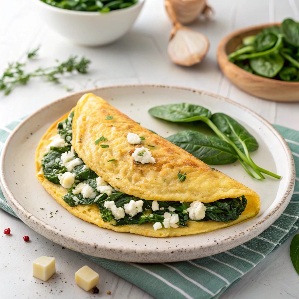 Fluffy Spinach And Feta Omelet Recipe: Easy & Healthy